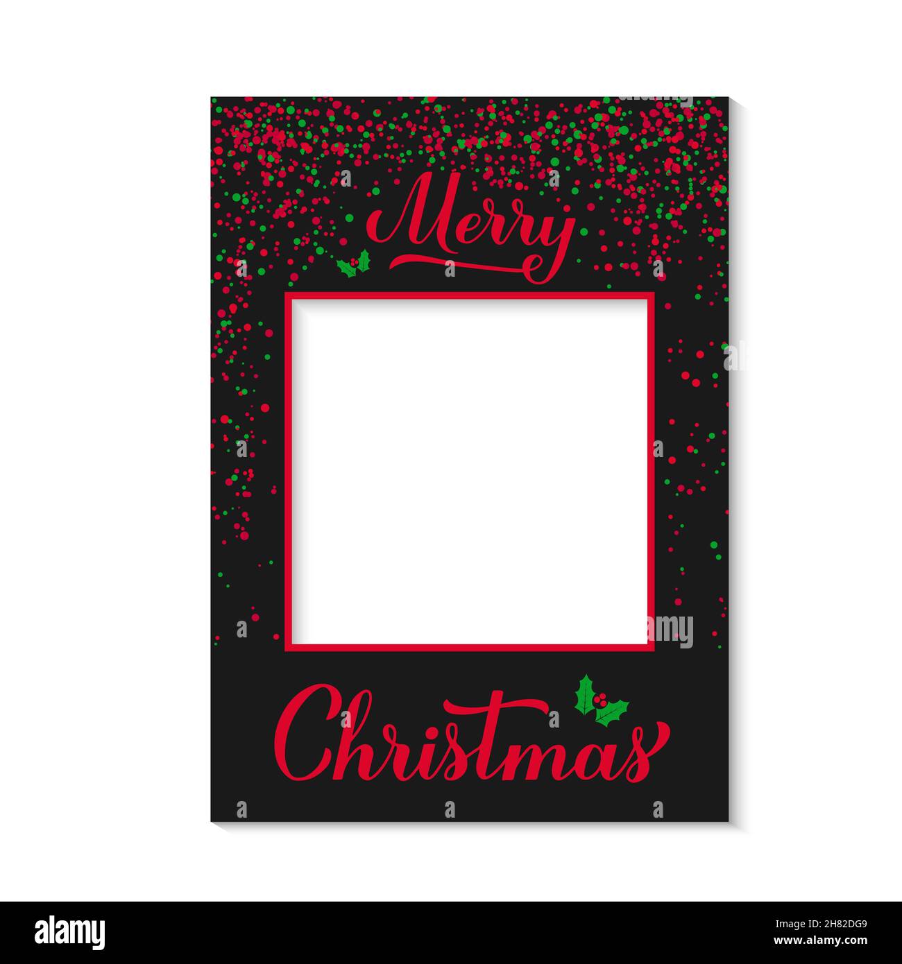 Merry Christmas photo booth frame on white background. Holidays party ...