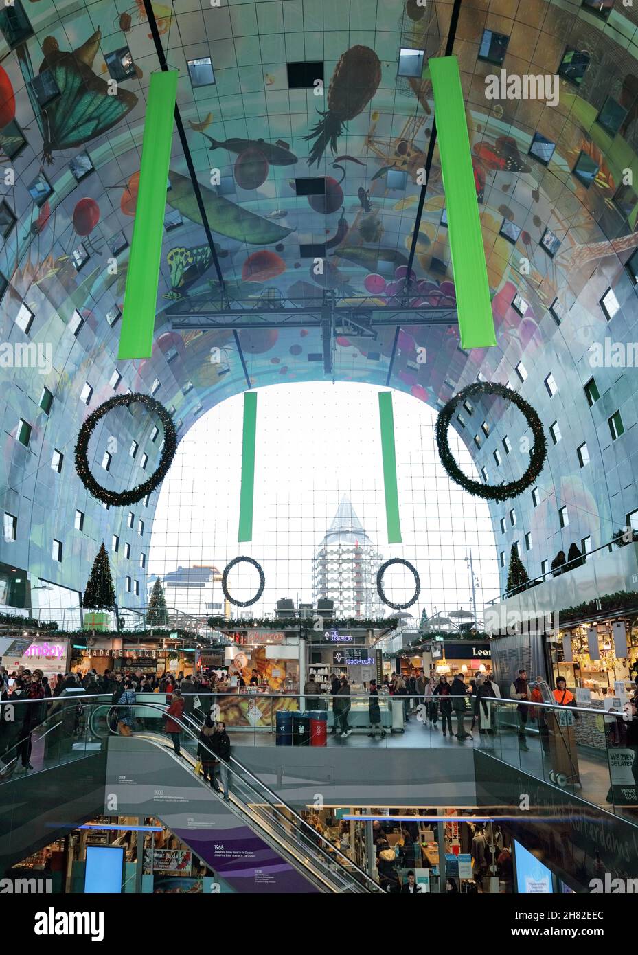 ROTTERDAM, NETHERLANDS - Nov 17, 2019: Busy market hall, a recently ...