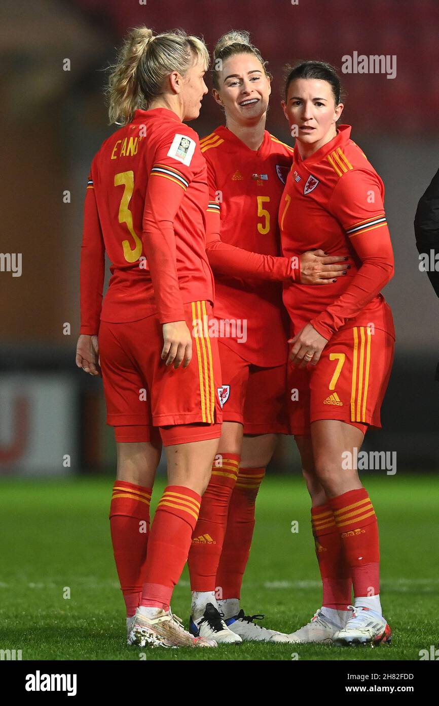 Gemma Evans #3 of Wales Women, Rhiannon Roberts #5 of Wales Women and ...