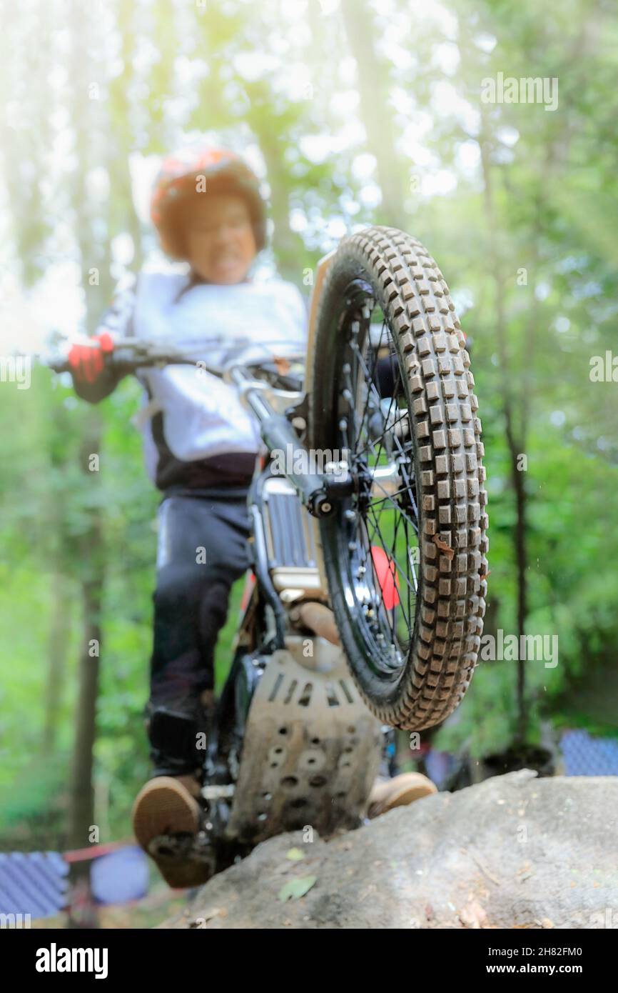 CHIANG MAI - JULY 2017: Trial Motorcycle club practice . Rider action ...
