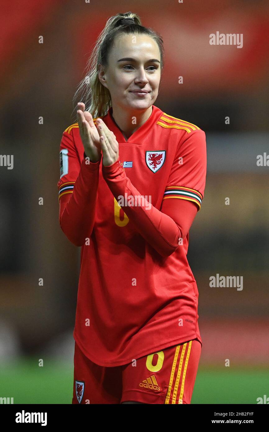 Llanelli, UK. 26th Nov, 2021. Josie Green #6 of Wales Women applauds ...