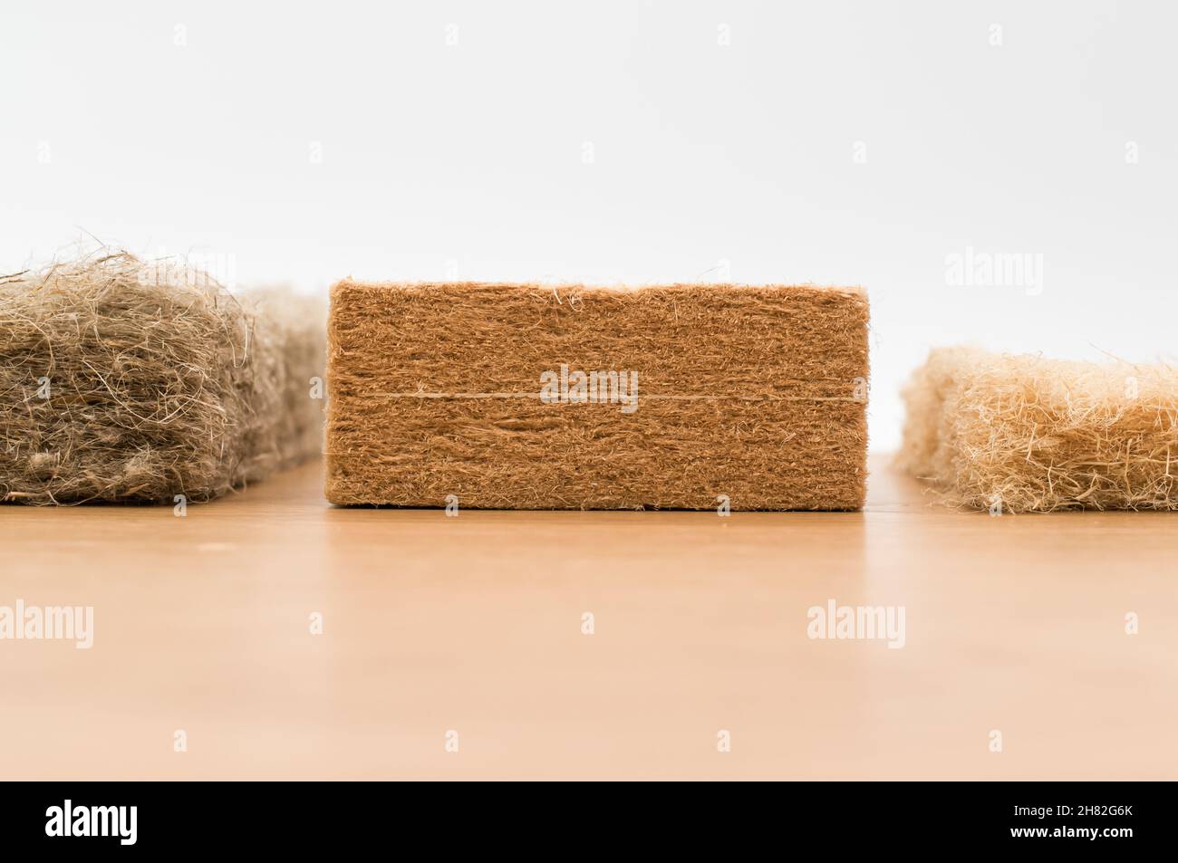 natural wooden fiber thermal insulation sheets Stock Photo - Alamy