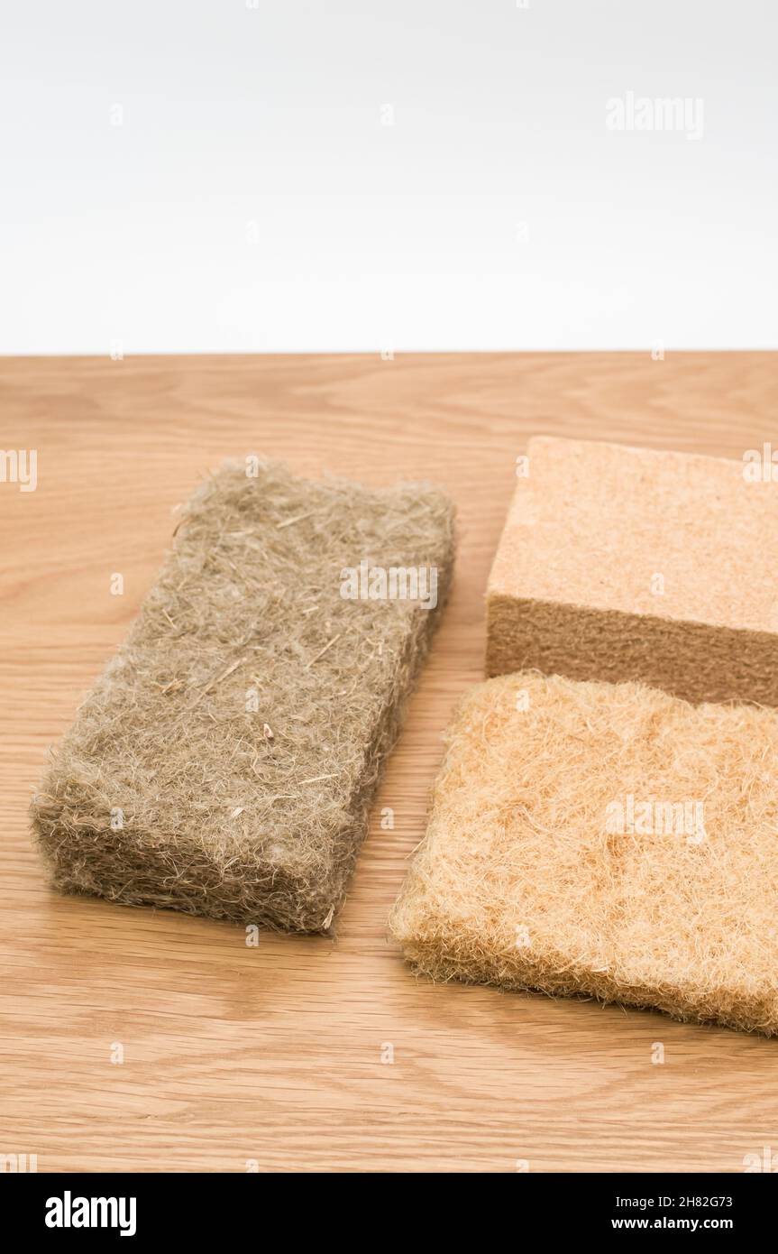 natural wooden fiber thermal insulation sheets Stock Photo - Alamy