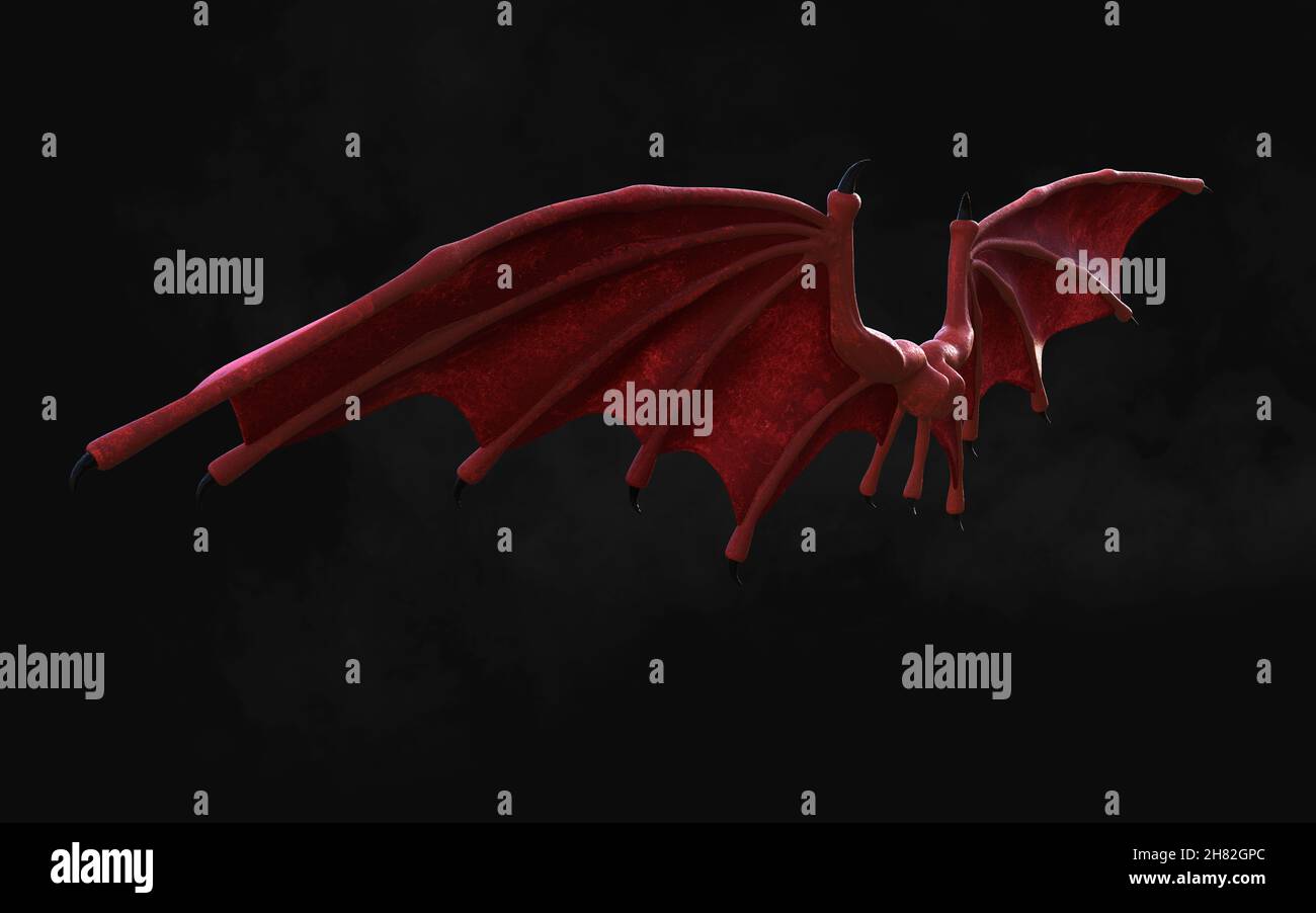 3d Illustration Red Dragon Wing, Red Devil Wings, Red Demon Wing ...