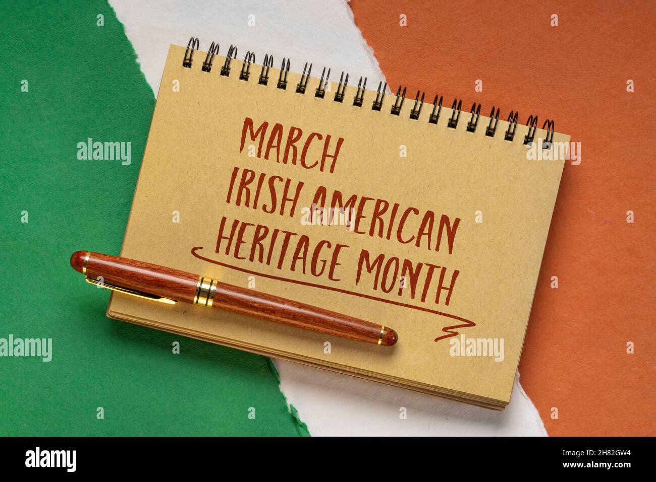 March Irish American Heritage Month - handwriting in a notebook against ...