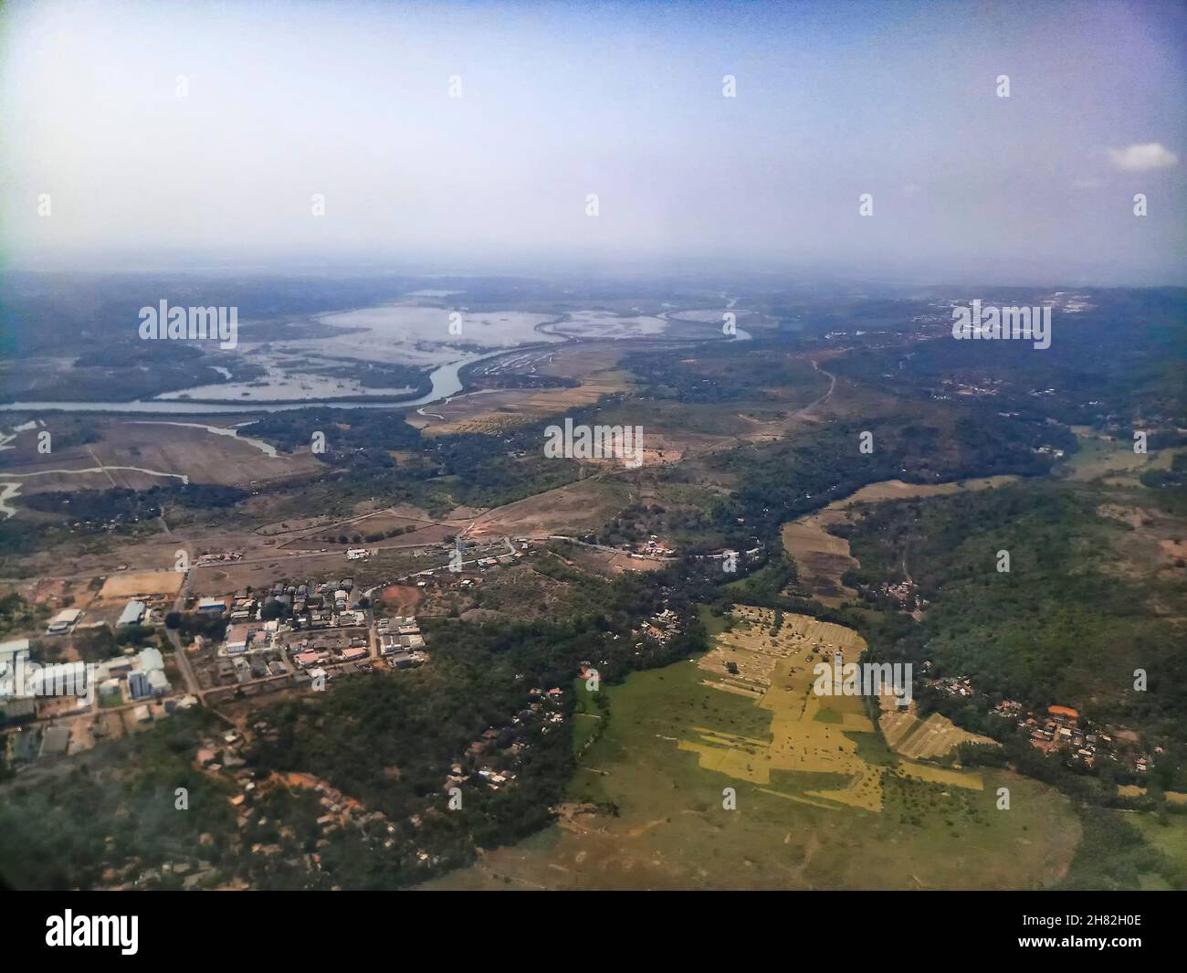 Aerial landscape of India, with nice white clouds in the atmosphere ...