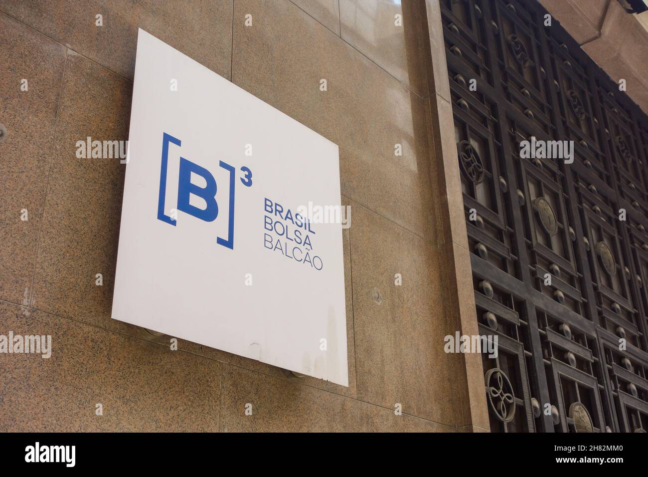 SAO PAULO, BRAZIL - Oct 31, 2021: The sign of the B3 Brazilian stock ...
