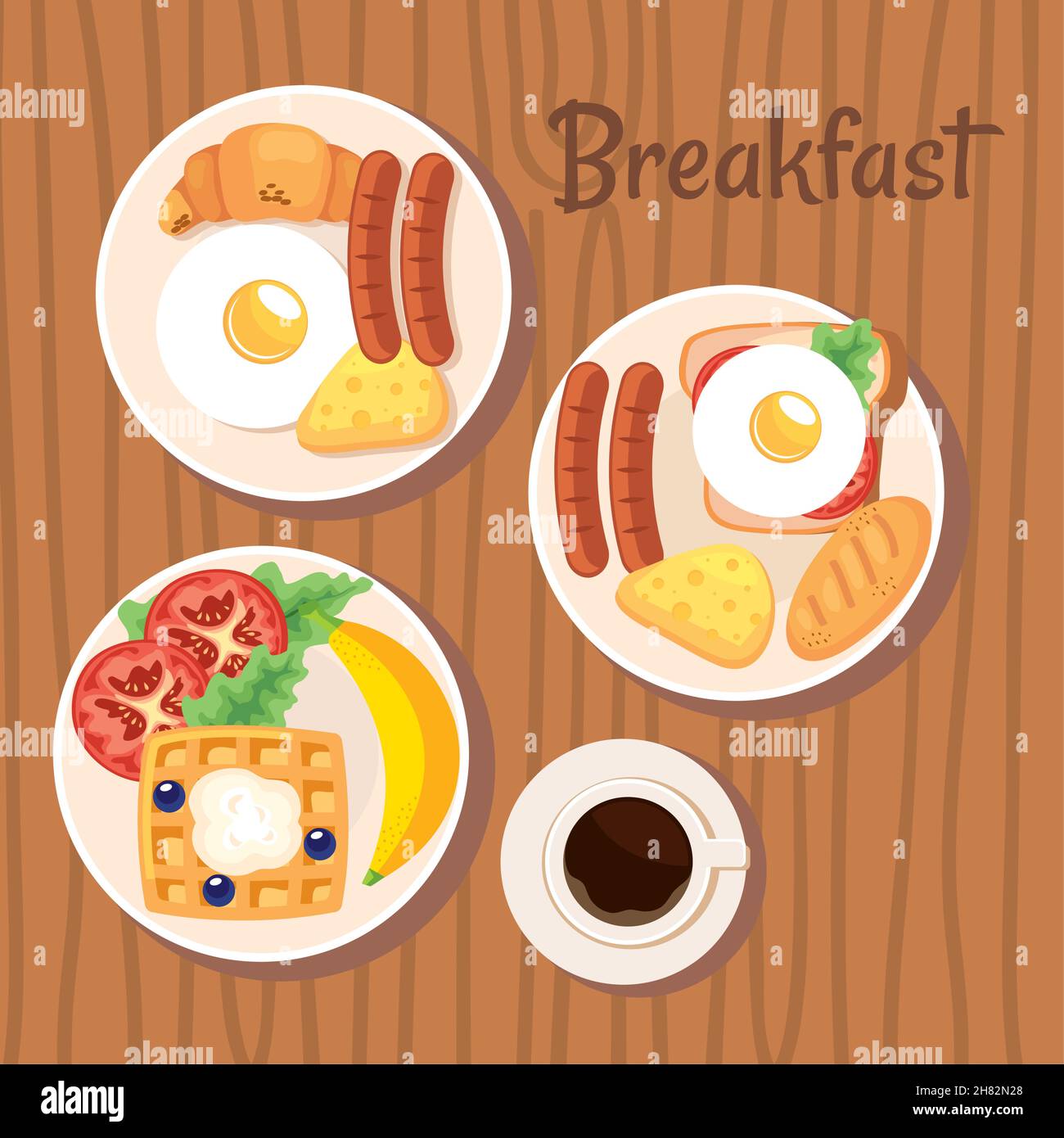 delicious plates of breakfast Stock Vector Image & Art - Alamy