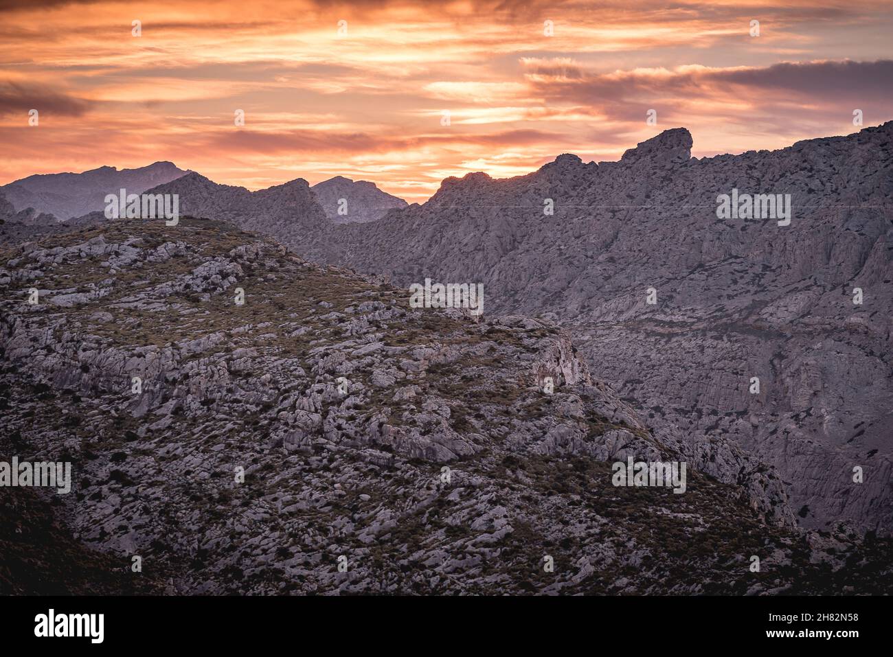 Landscape of mountains in the sunset time of the day Stock Photo - Alamy