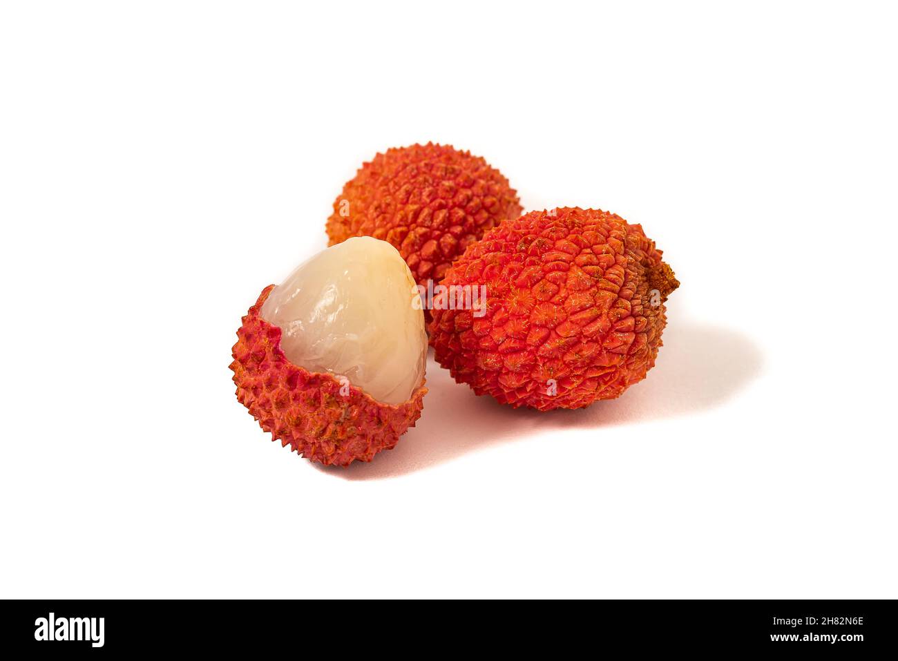 Close-up shot of Lychee fruits on a white background.Good for the menu ...