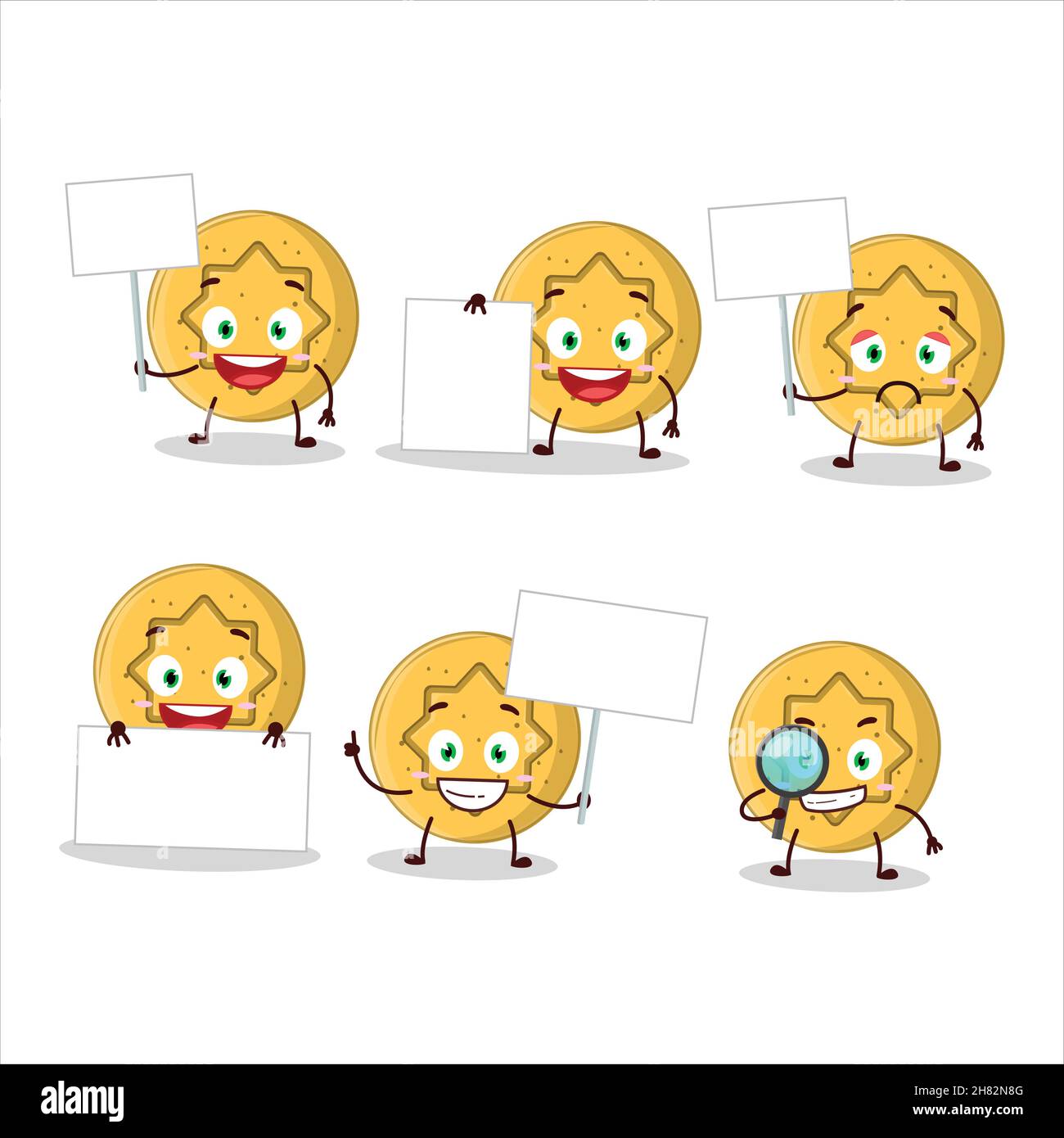 Dalgona candy flower cartoon character bring information board. Vector ...