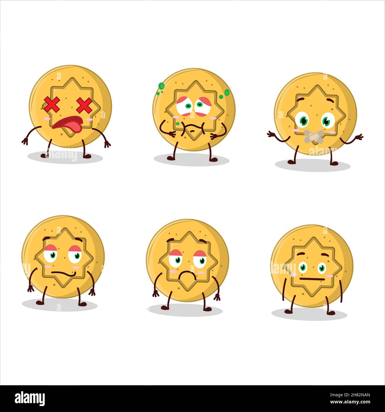 Dalgona candy flower cartoon character with nope expression. Vector ...