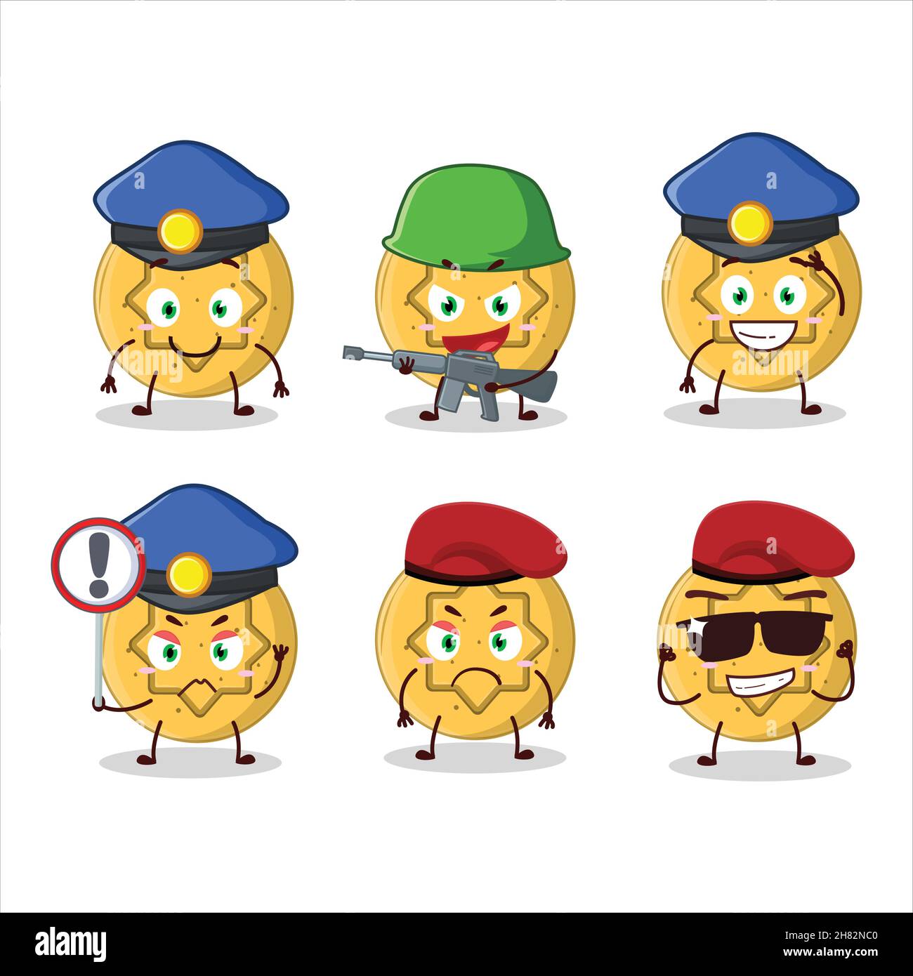 A dedicated Police officer of dalgona candy flower mascot design style ...