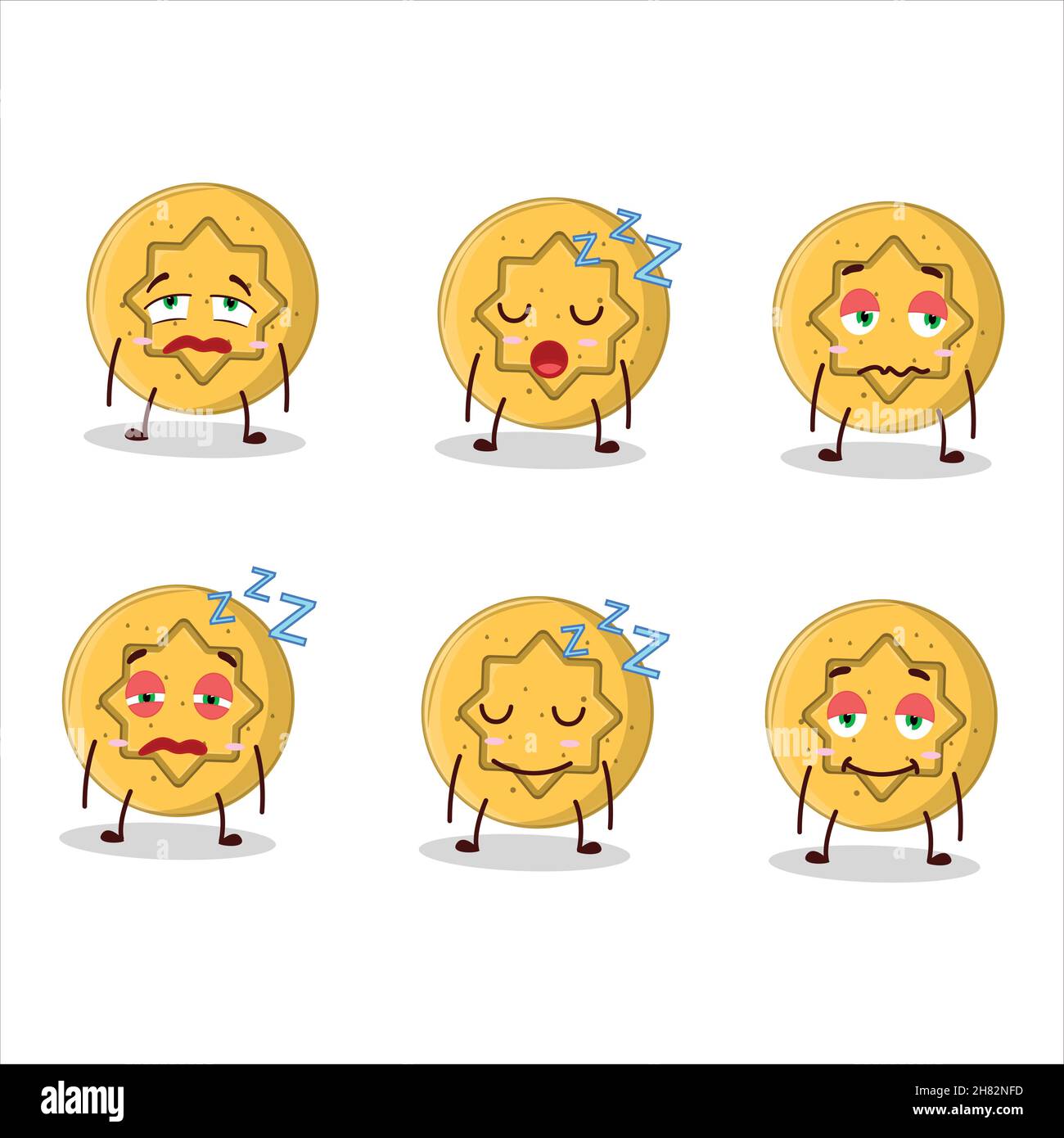 Cartoon character of dalgona candy flower with sleepy expression ...