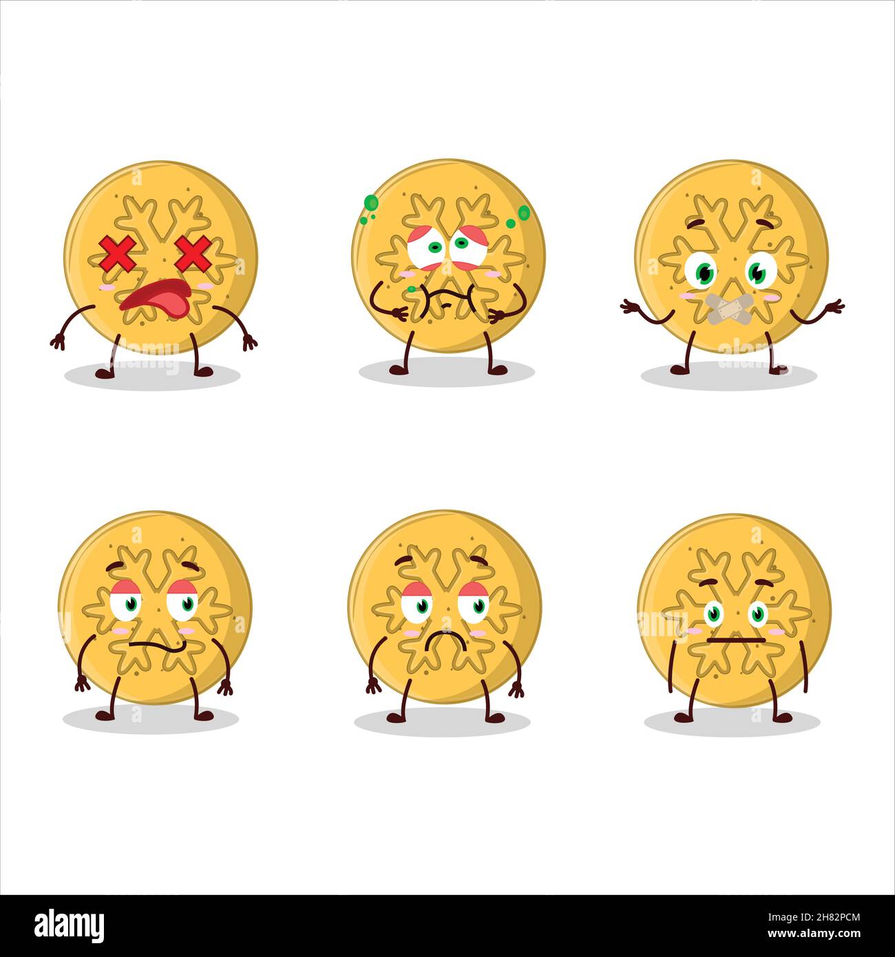 Dalgona candy snowflake cartoon character with nope expression. Vector ...