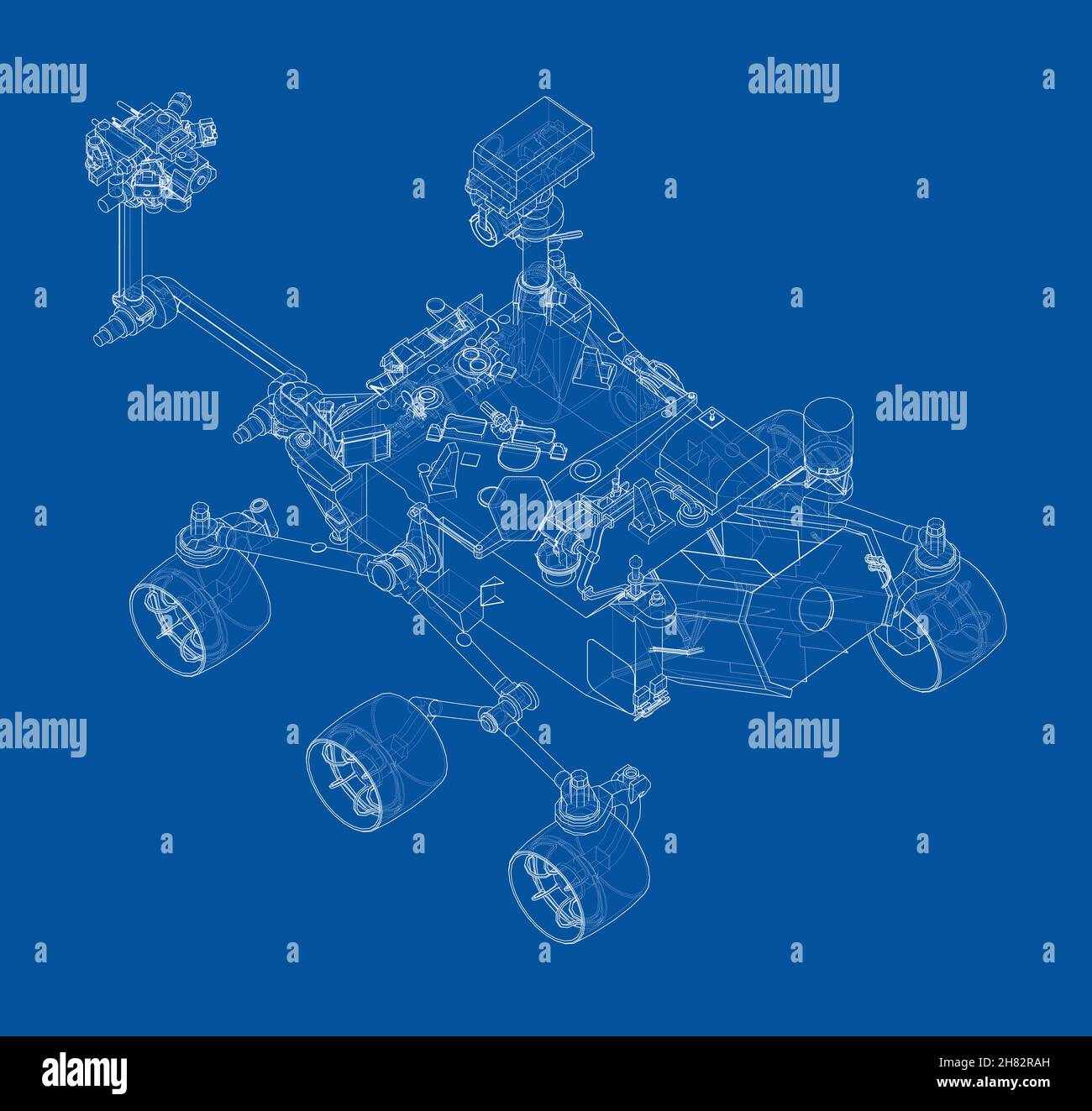 Mars Curiosity Rover Technical Drawing