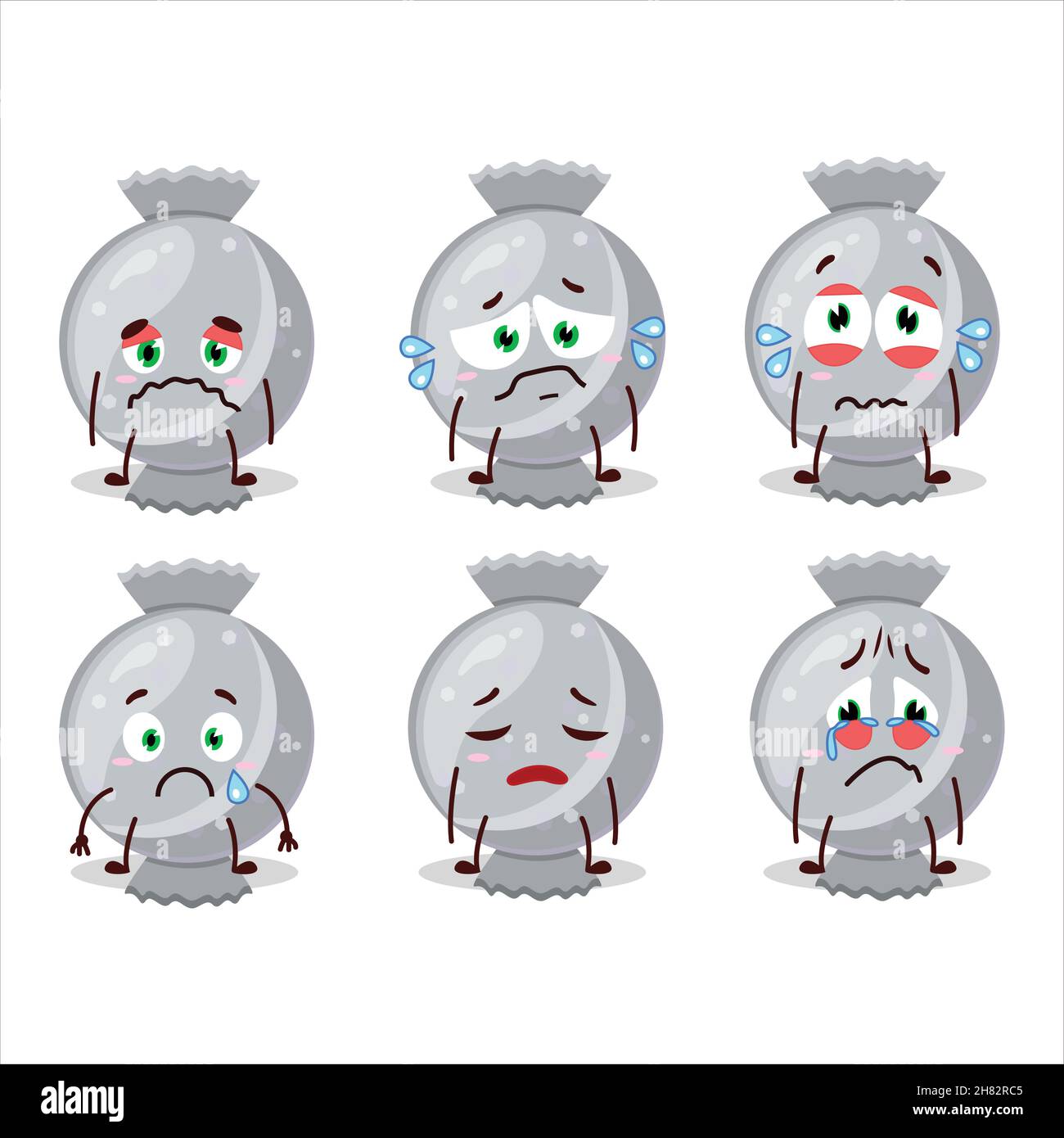 White candy wrap cartoon character with sad expression Stock Vector ...
