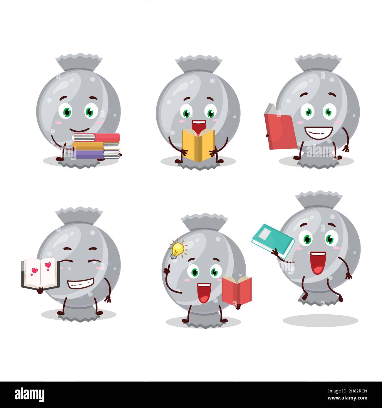 A picture of white candy wrap cartoon character concept reading an ...