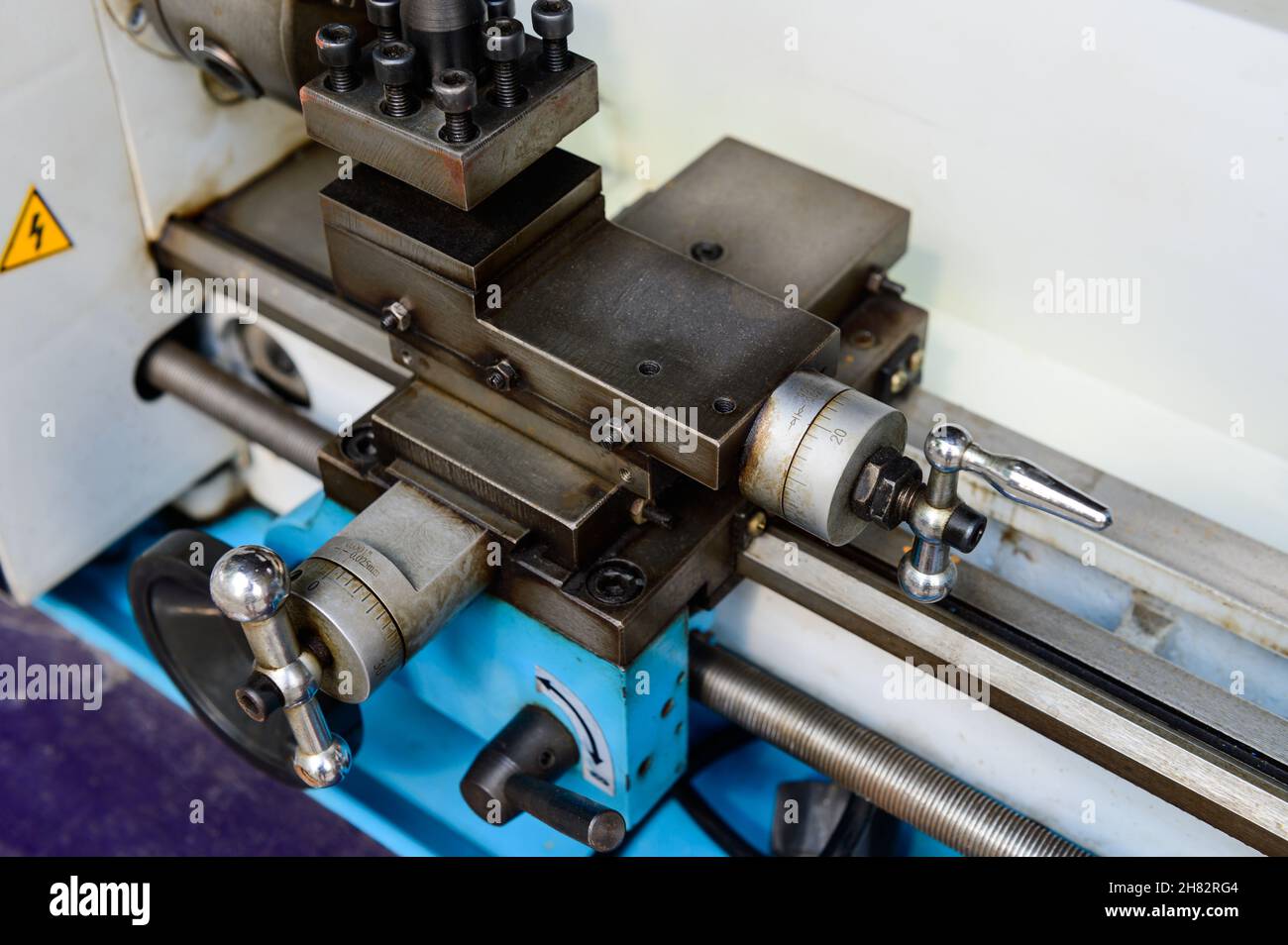 Industrial machine in the factory with lathe Stock Photo - Alamy