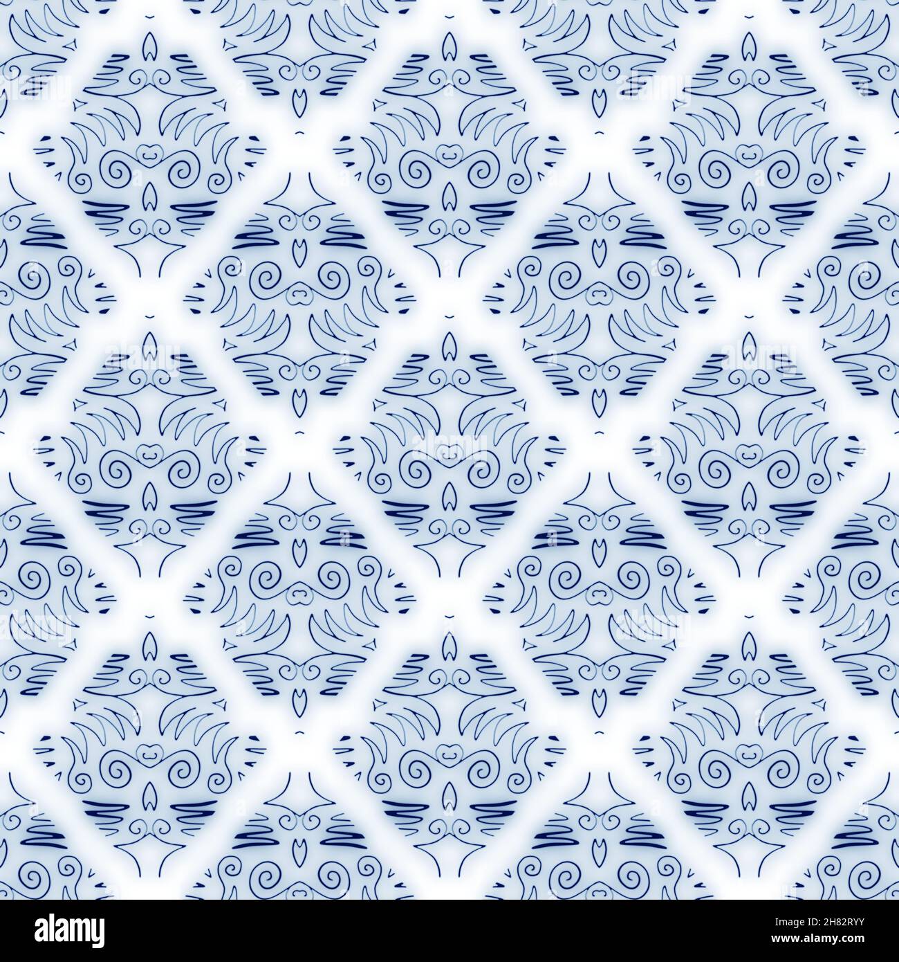 Seamless blue and white ceramic tile ornate damask pattern for surface ...