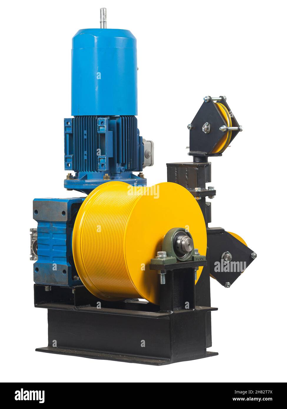 Close-up industrial winch on white isolated background Stock Photo - Alamy