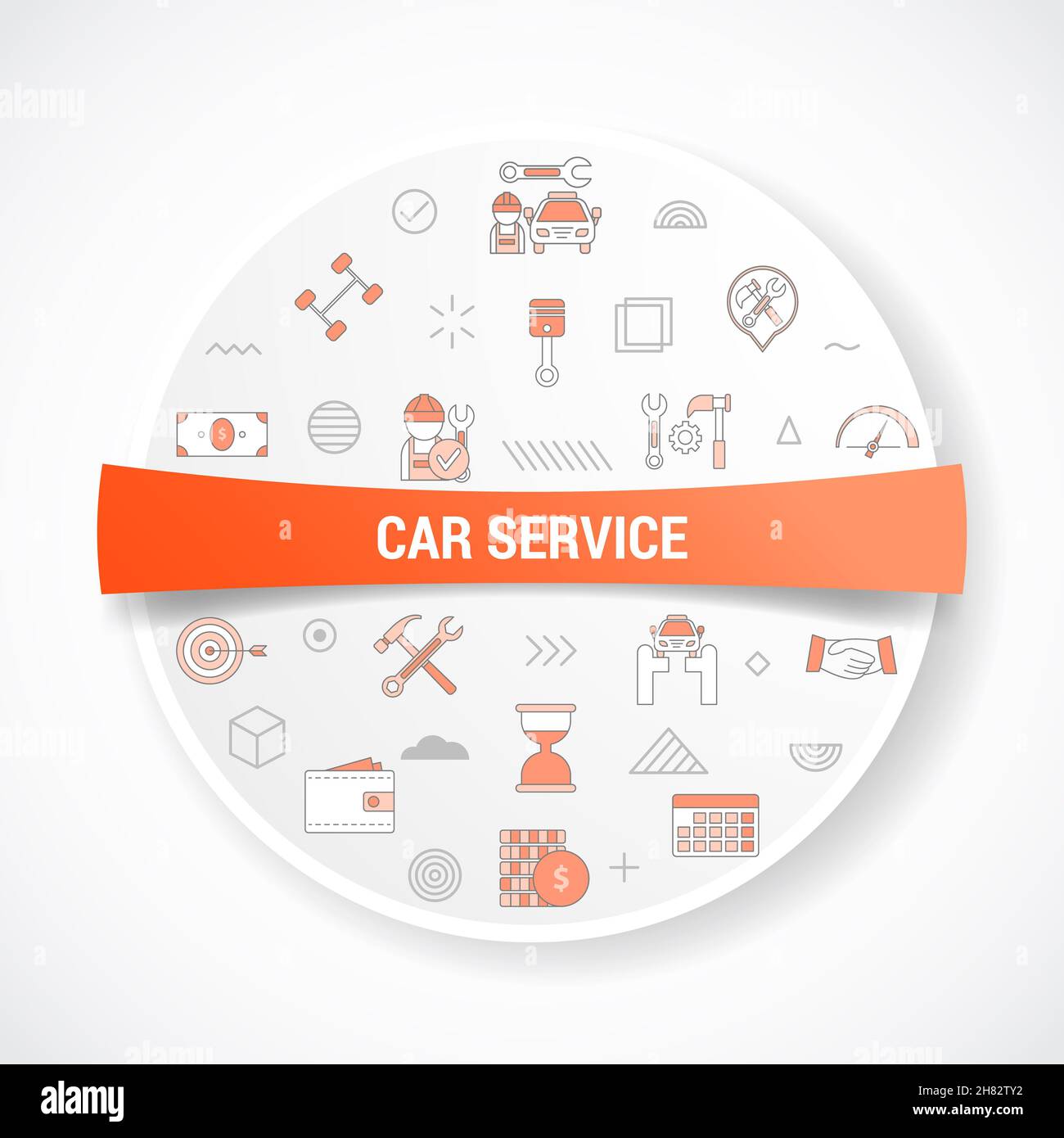 car services concept with icon concept with round or circle shape ...