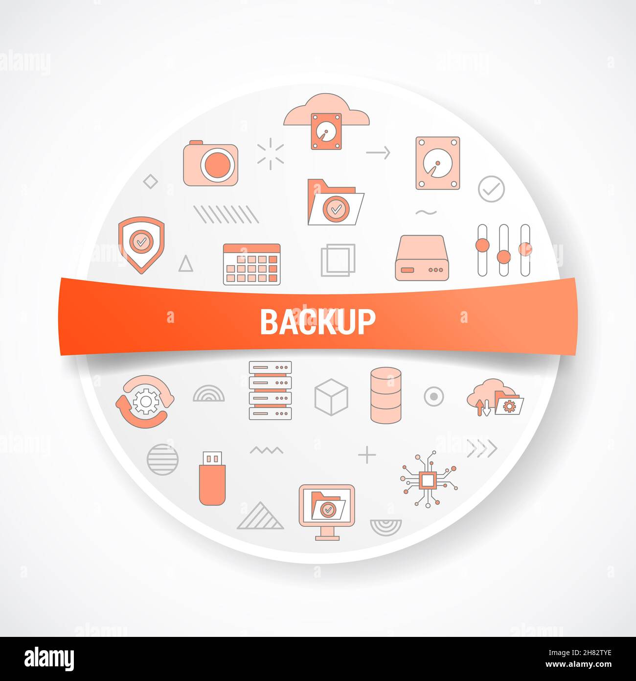 backup concept with icon concept with round or circle shape vector ...