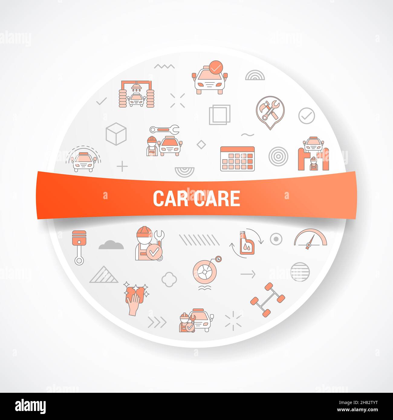 car care concept with icon concept with round or circle shape vector ...