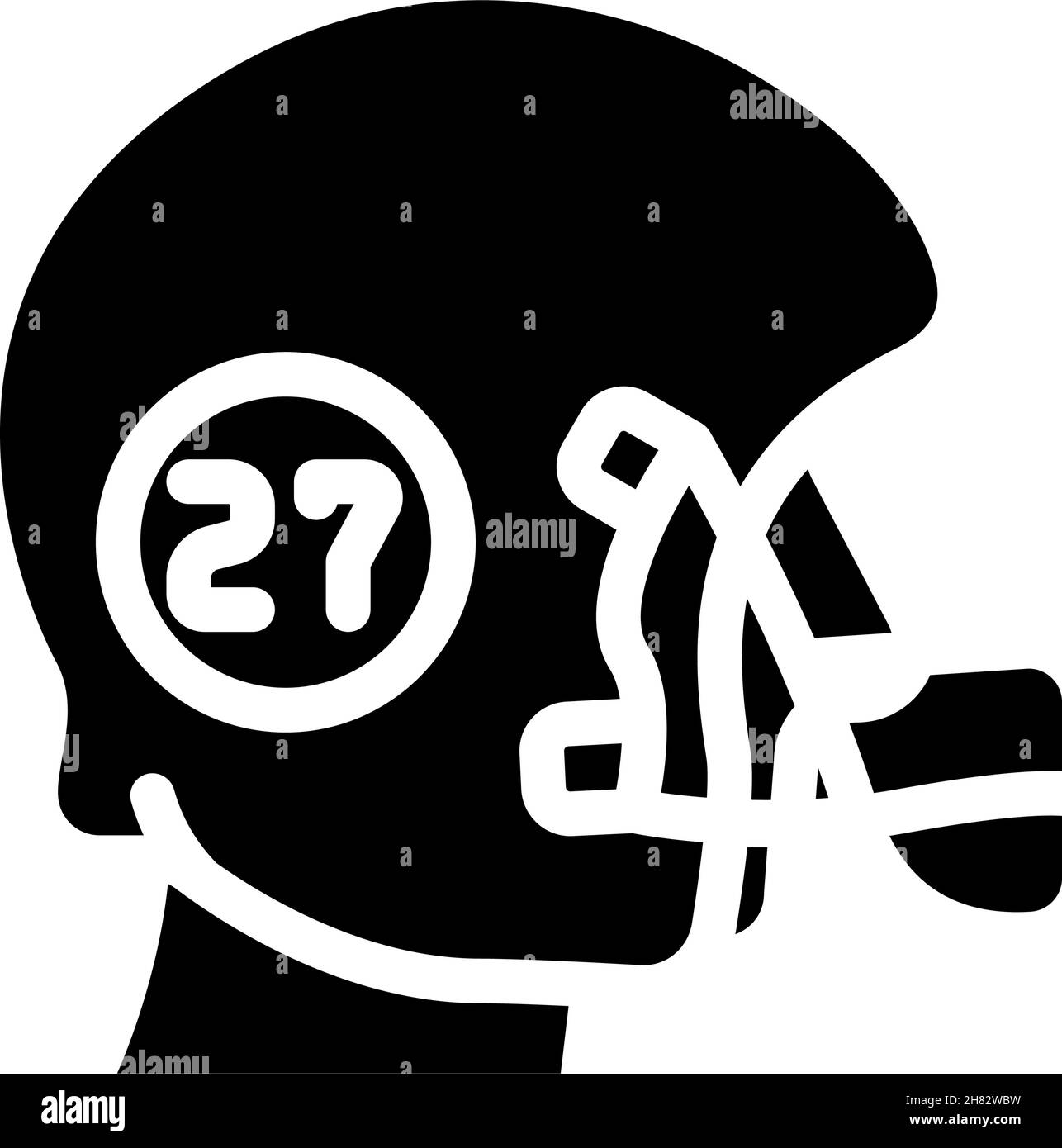 rugby football player helmet with number glyph icon vector illustration ...