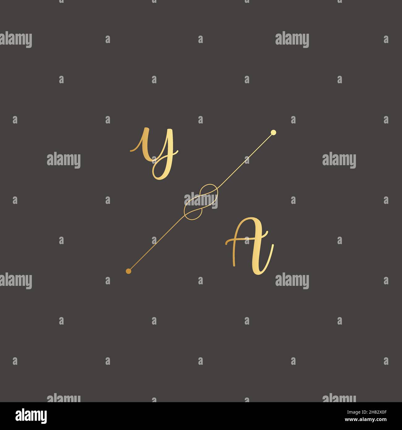 YA Initials letter alphabet watercolor logo branding set collection ...