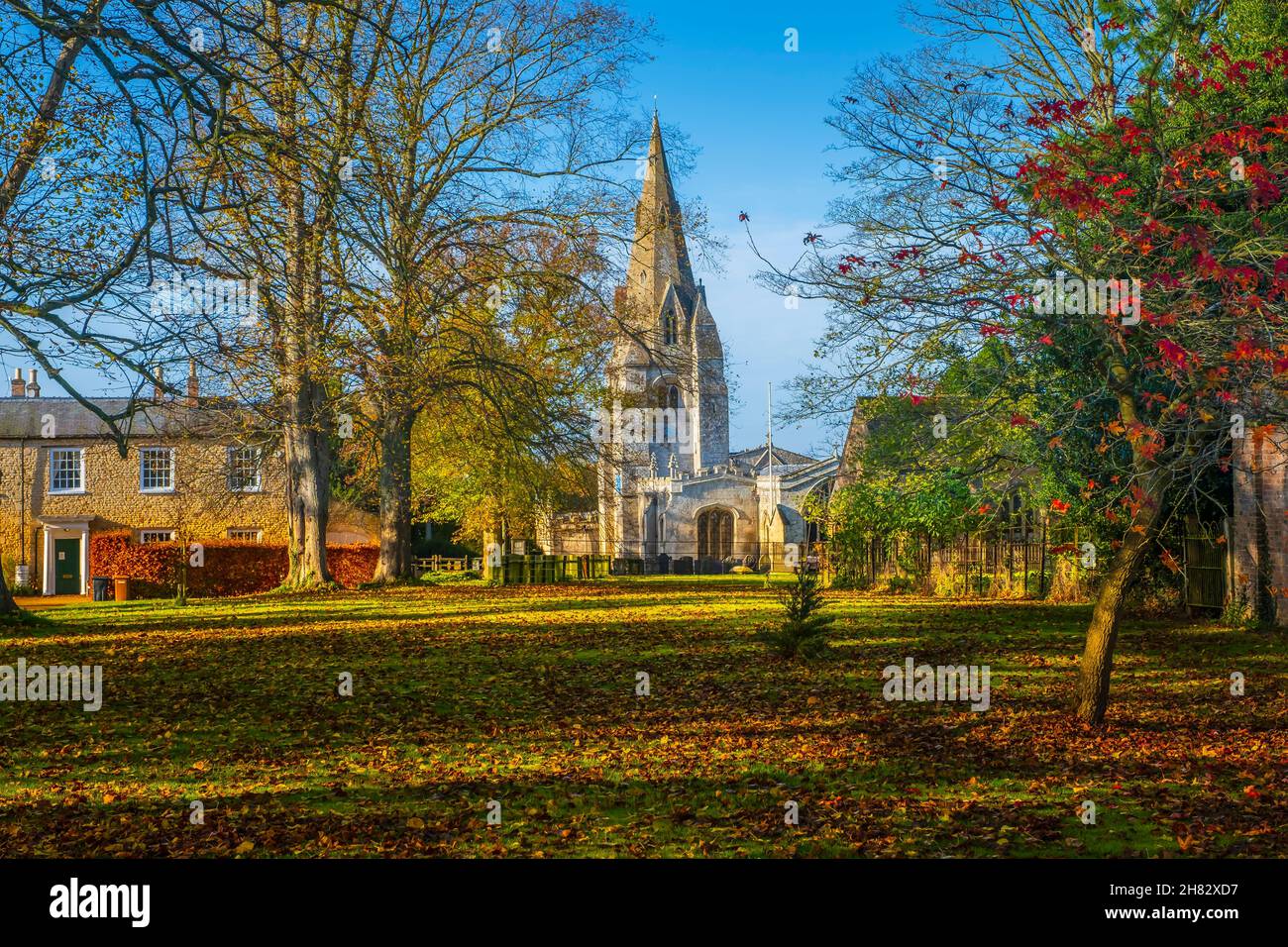 Autumn colours in the traditional English village of Buckminster Stock ...