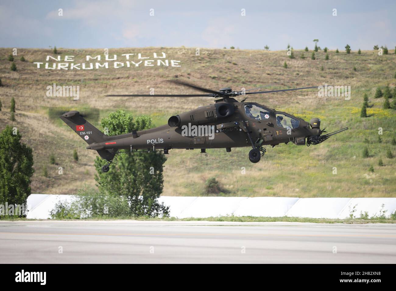 ANKARA, TURKEY - JUNE 26, 2021: Turkish Police Force Atak T-129 ...