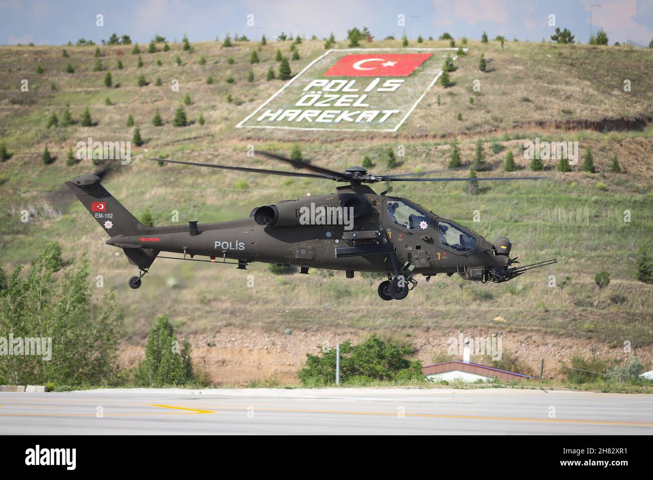 ANKARA, TURKEY - JUNE 26, 2021: Turkish Police Force Atak T-129 ...