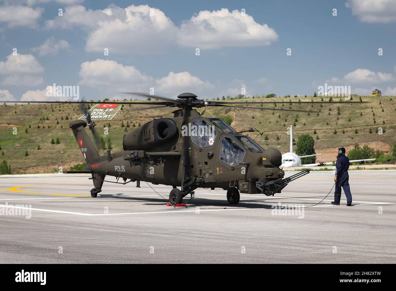 ANKARA, TURKEY - JUNE 26, 2021: Turkish Police Force Atak T-129 ...