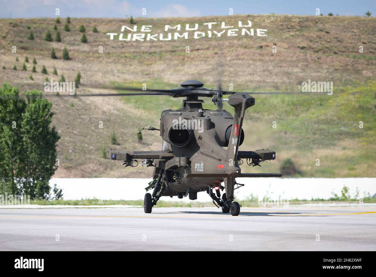 ANKARA, TURKEY - JUNE 26, 2021: Turkish Police Force Atak T-129 ...