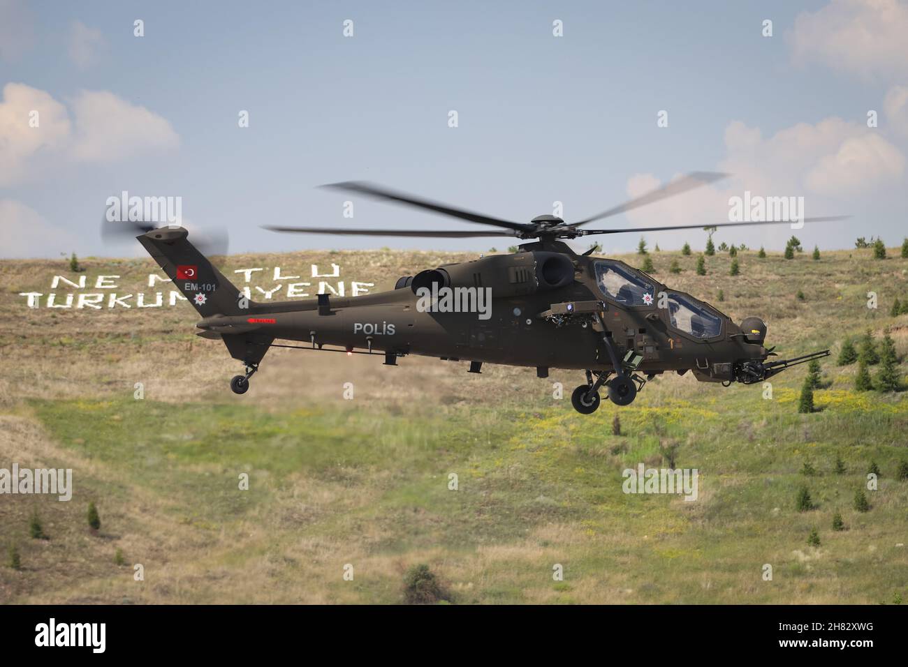 ANKARA, TURKEY - JUNE 26, 2021: Turkish Police Force Atak T-129 ...
