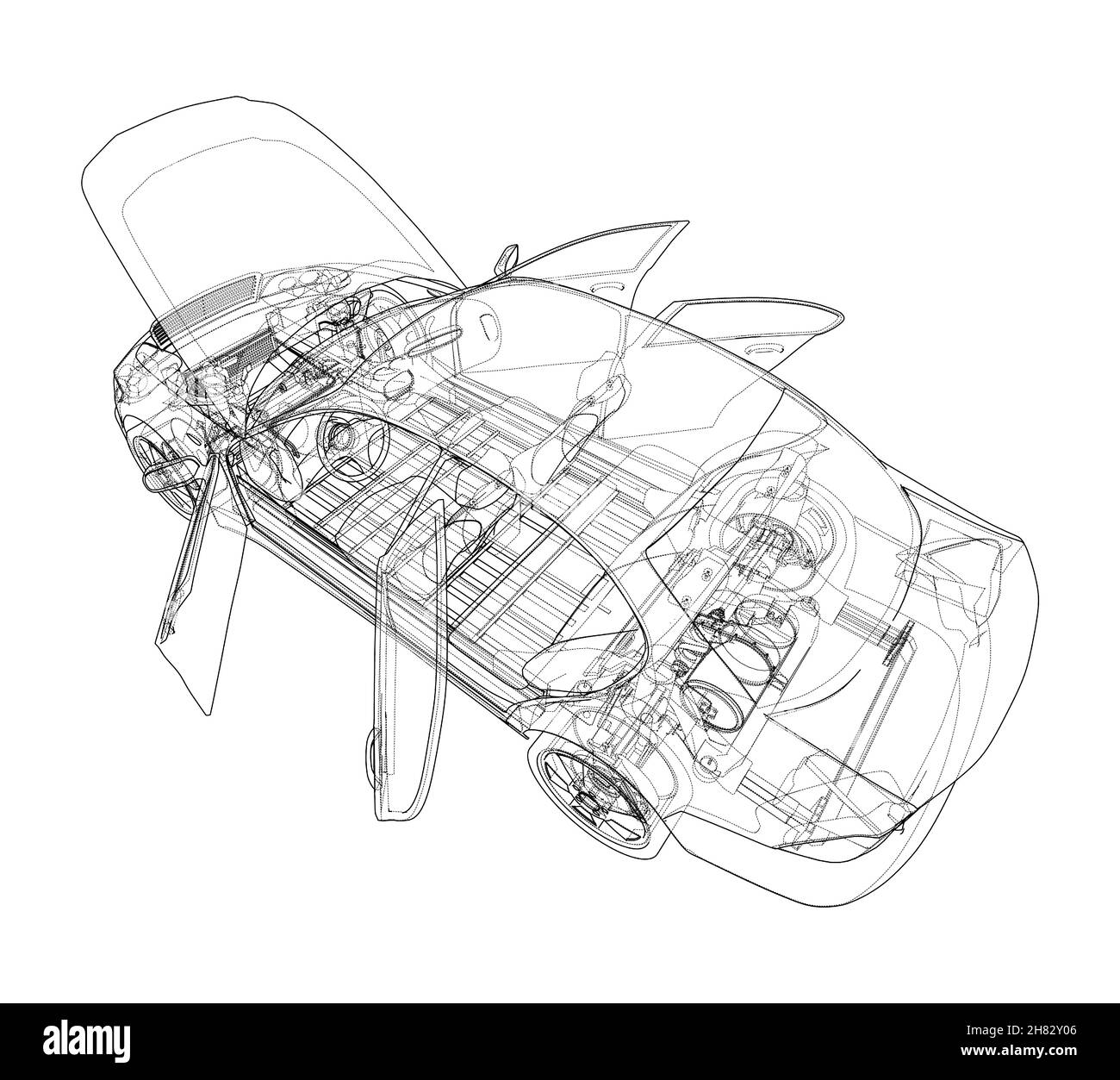 Electric Car With Chassis. 3d illustration Stock Photo - Alamy