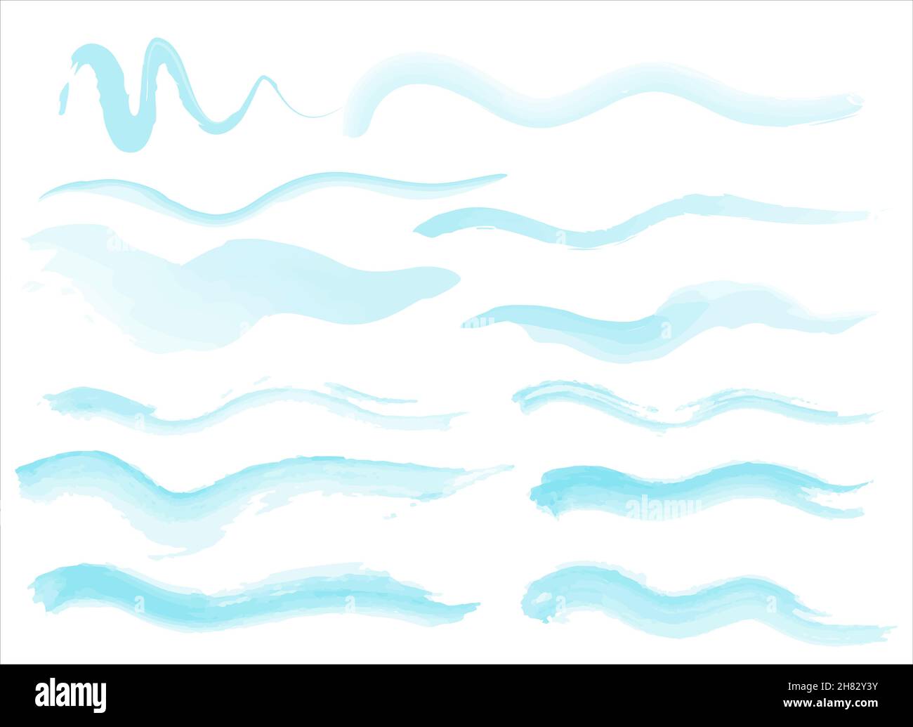 Blue watercolor Stroke waves collection vector Stock Vector Image & Art ...