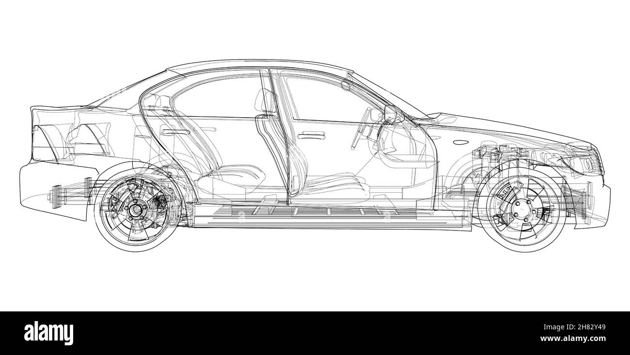 Electric Car With Chassis. 3d illustration Stock Photo - Alamy