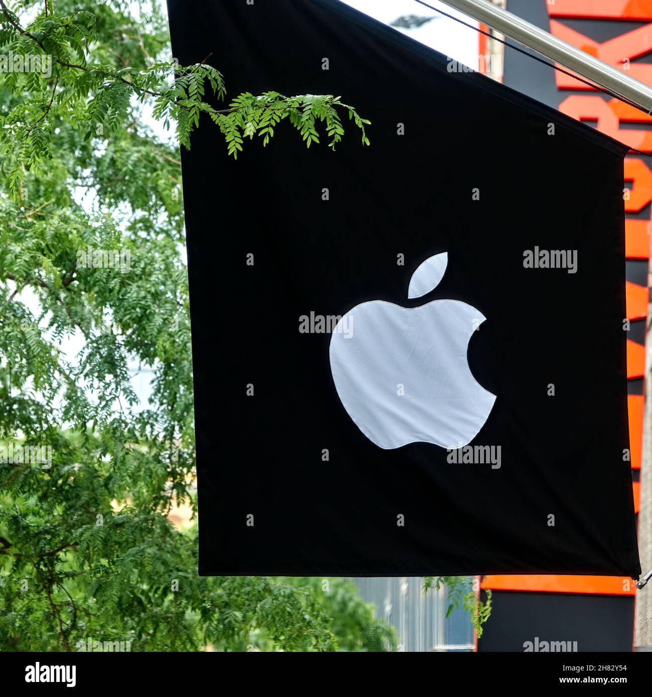 Shop front logo sign flag hi-res stock photography and images - Alamy