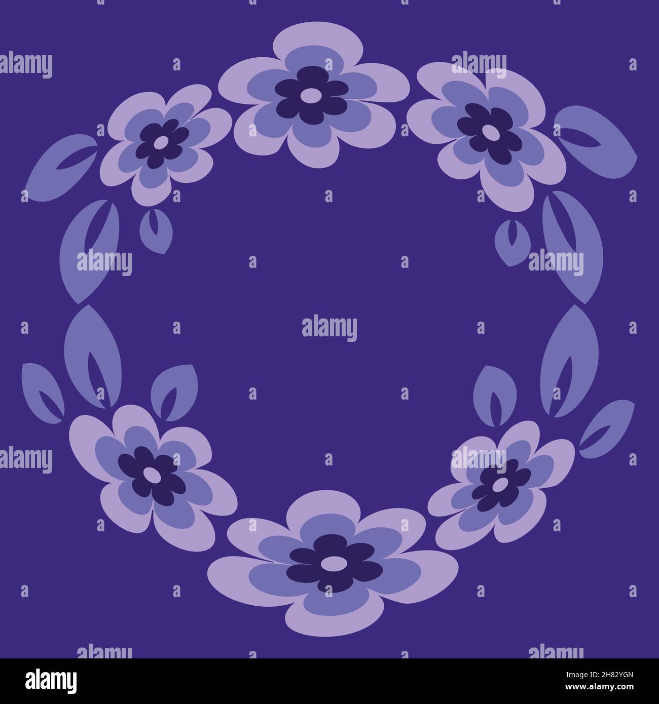 Illustration - Round frame or wreath on a square background - stylized ...