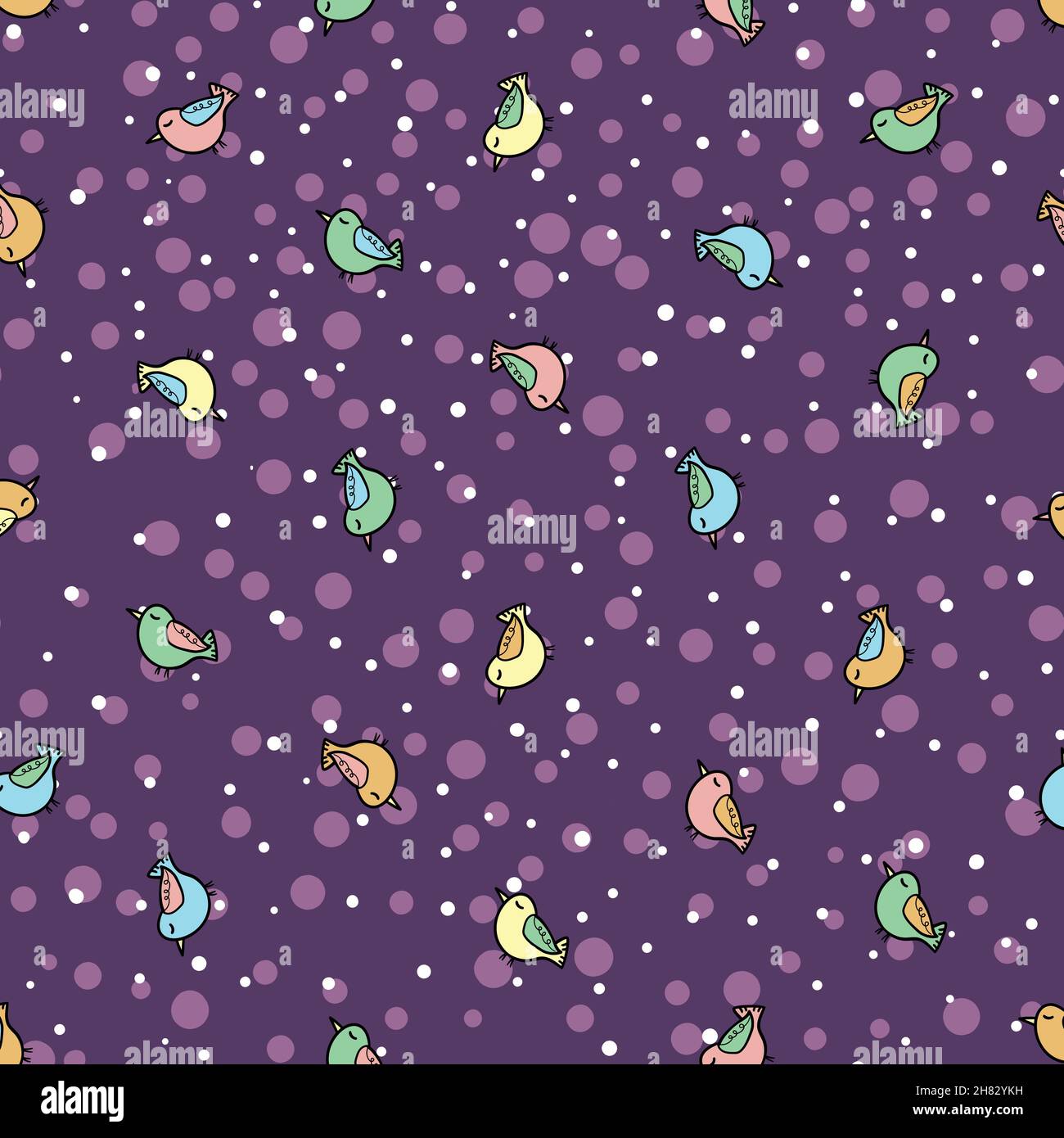 Seamless pattern with funny colorful birds. Color flat vector ...