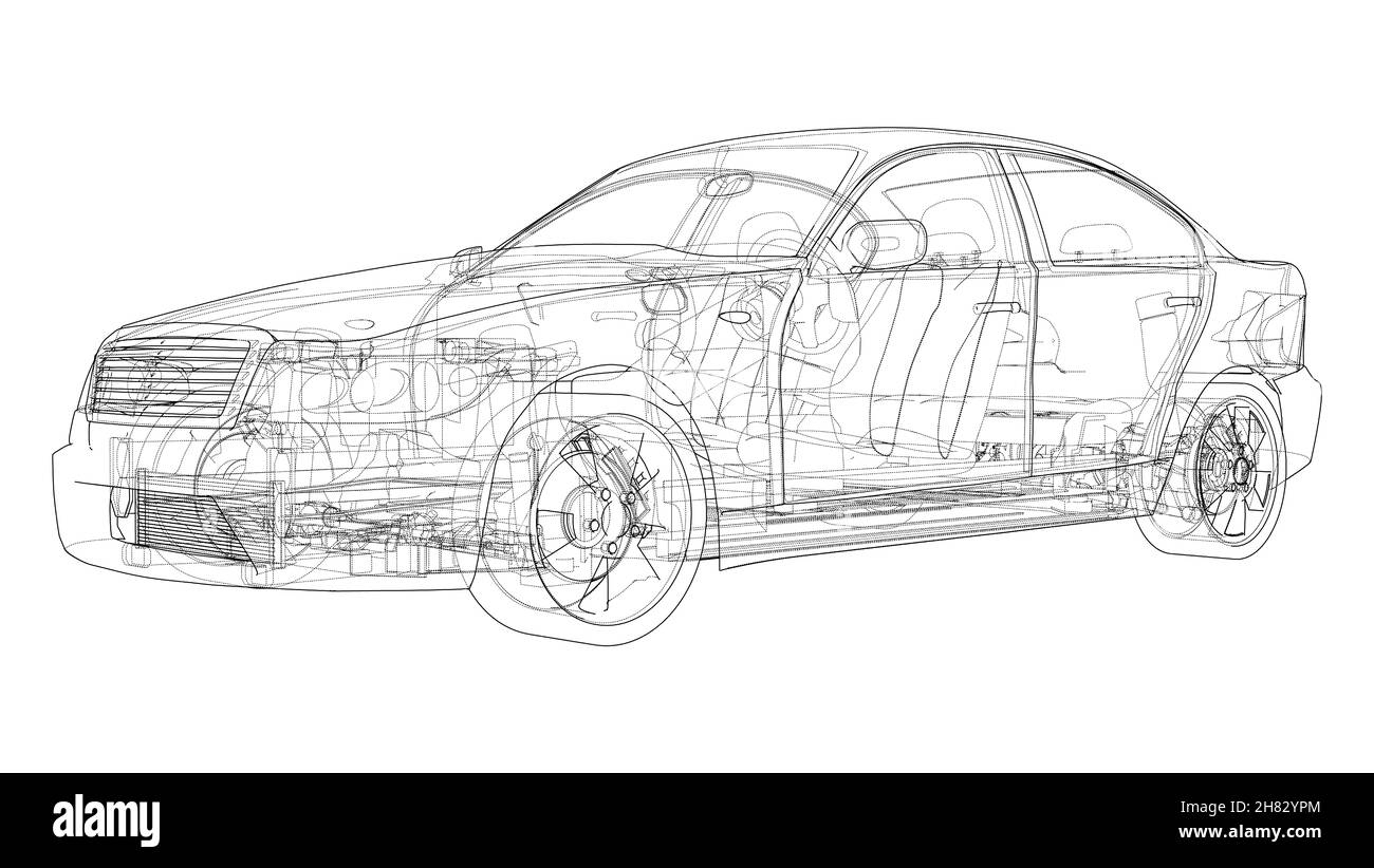 Electric Car With Chassis. 3d illustration Stock Photo - Alamy