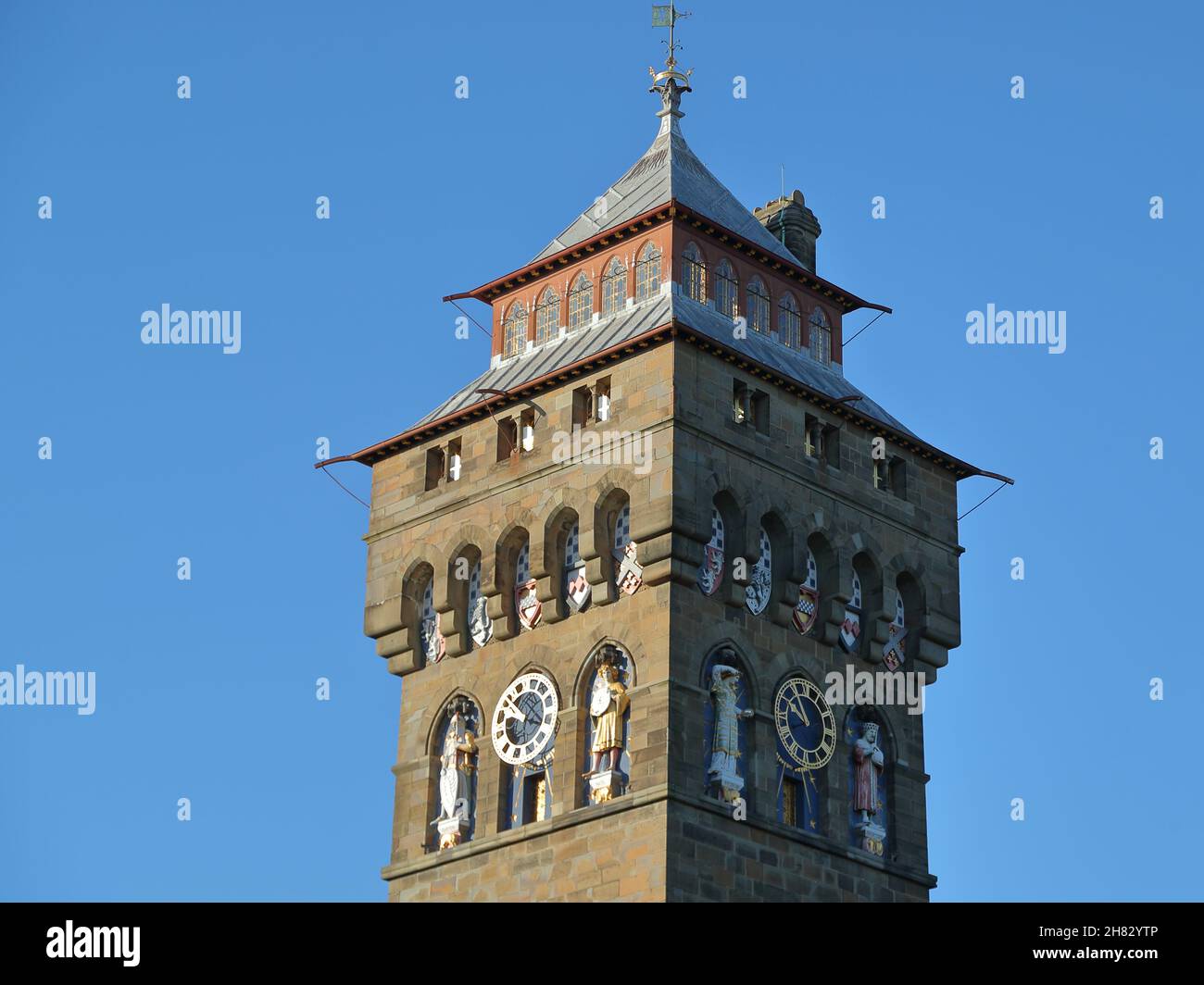 Clock tower of Cardiff Castle, Wales, UK Stock Photo - Alamy