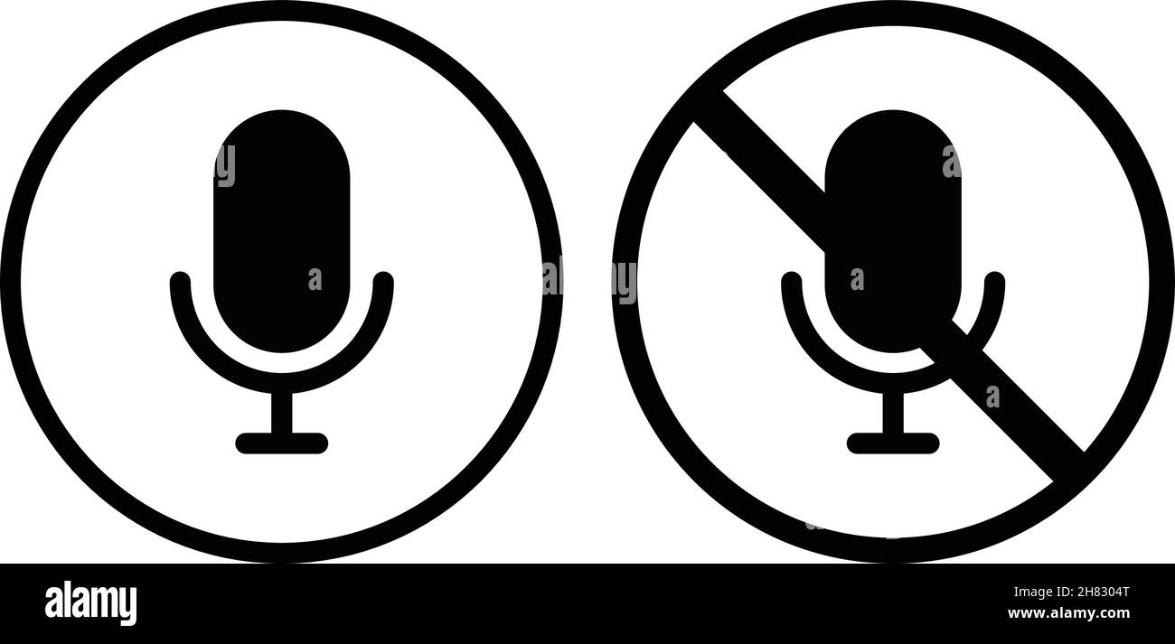 Microphone icon and mute icon Stock Vector Image & Art - Alamy