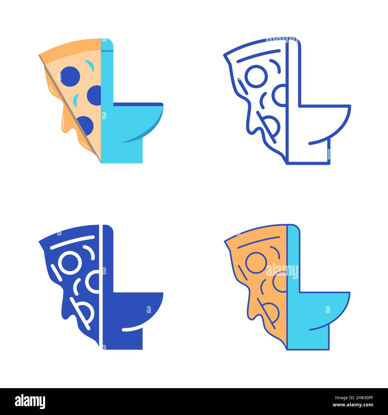 Eating disorder icon set in flat and line style. Bulimia symbol. Vector ...