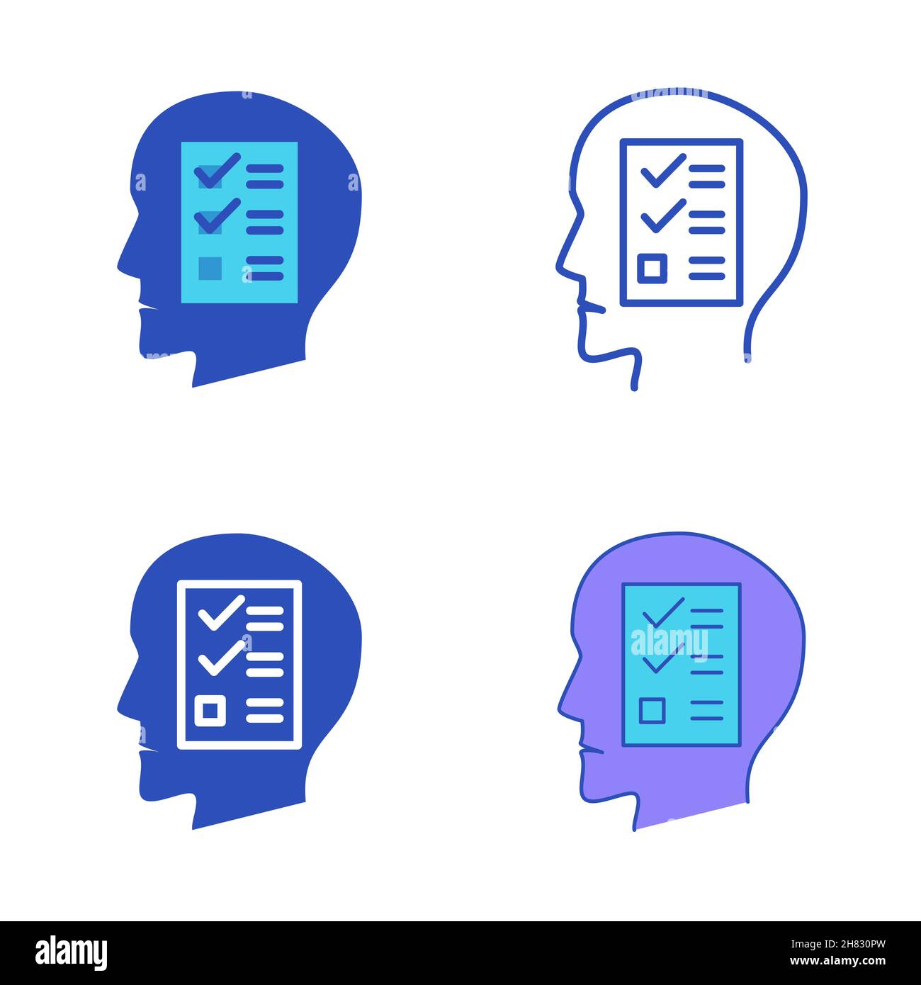 Obsessive-compulsive disorder icon set in flat and line style. OCD ...