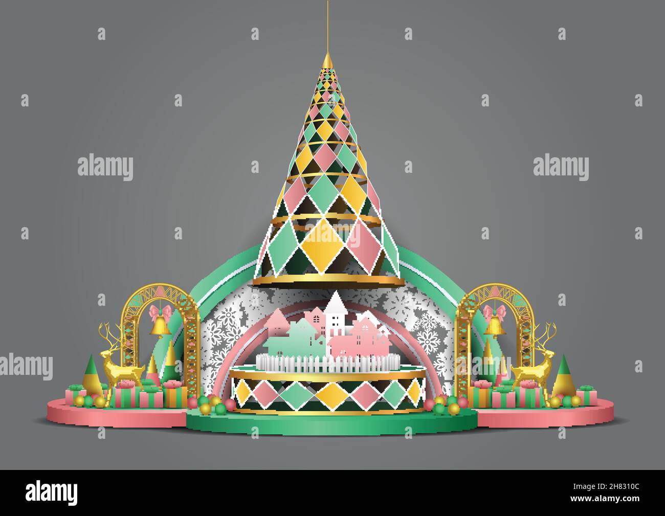 merry Christmas poster design 3d platform with Christmas elements ... merry Christmas poster design 3d platform with Christmas elements ...