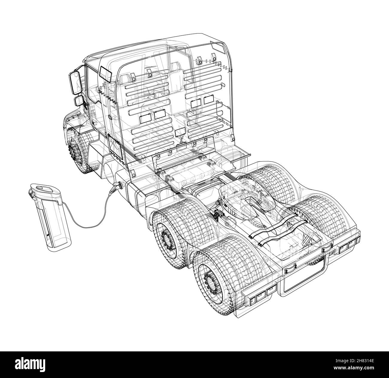 Electric Truck Charging Station Sketch Stock Photo - Alamy