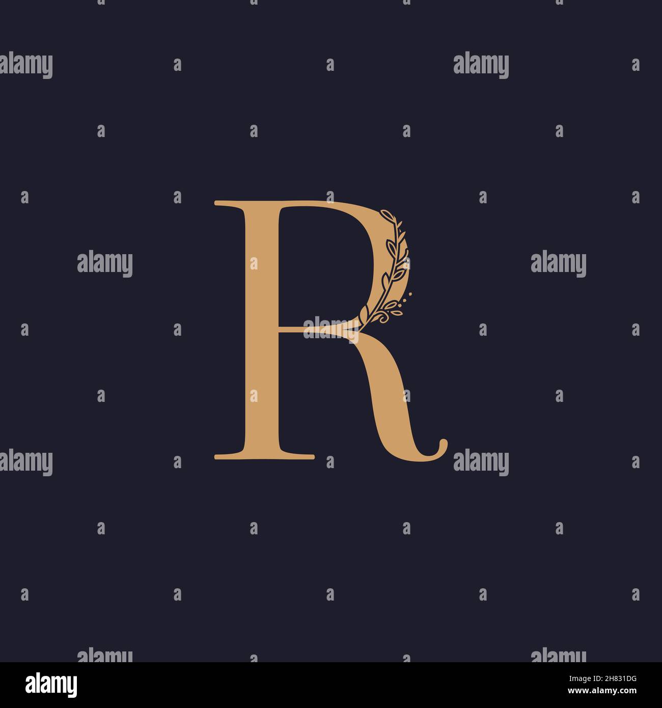 Graphic Floral Initial Alphabet R flowers bouquet composition. Unique ...